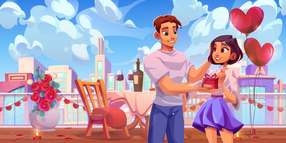 Romantic rooftop cafe setting Royalty Free Vector Image