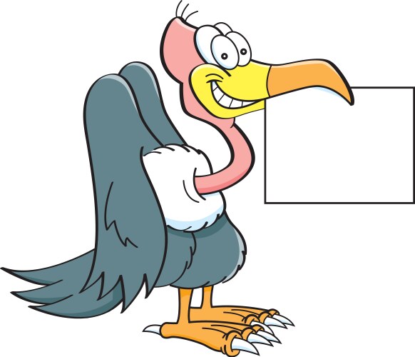 Cartoon happy bird sitting on a sign Royalty Free Vector