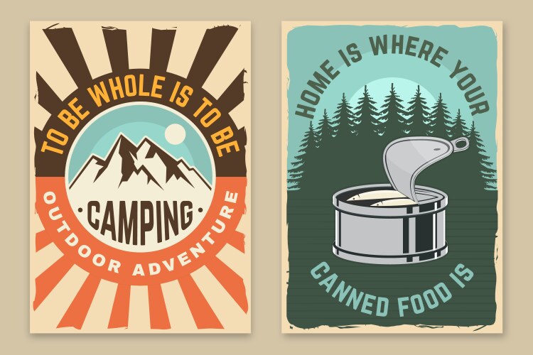 Set of camping retro posters Royalty Free Vector Image