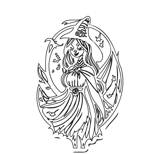 Witch halloween outline sketch Royalty Free Vector Image