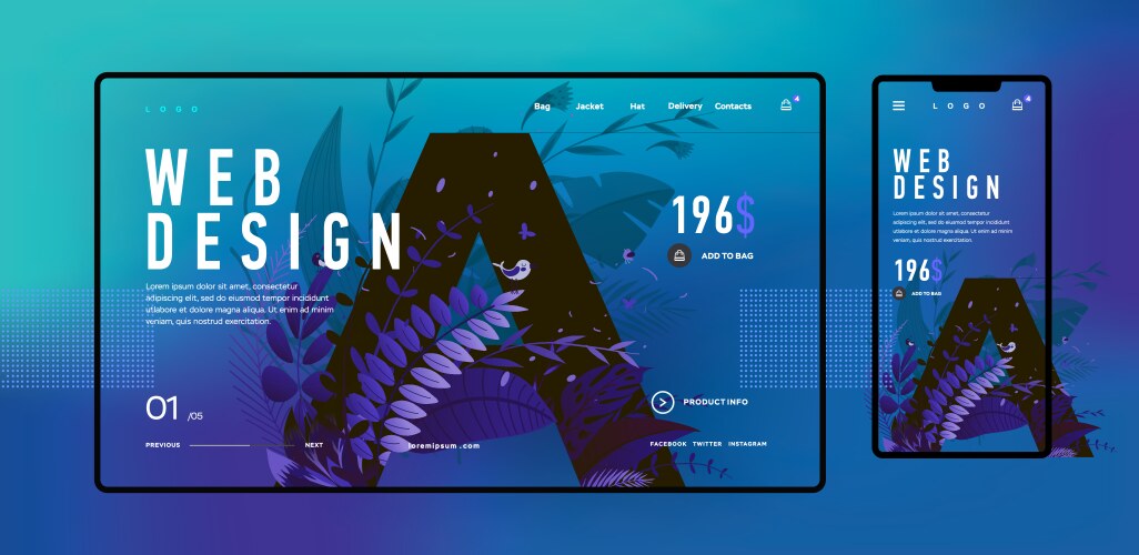 Mobile and desktop website template interface Vector Image
