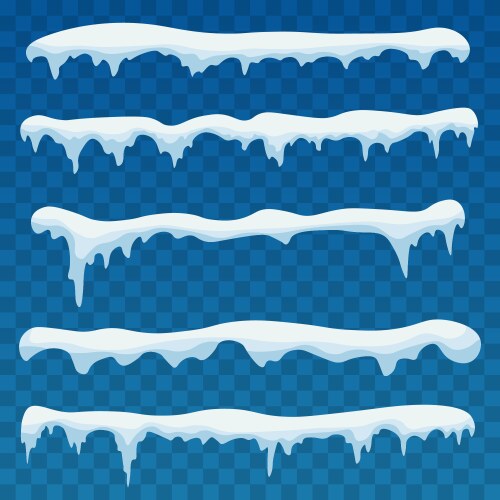 Cartoon snow caps snowdrifts and icicles snowy Vector Image