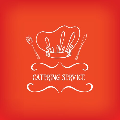 Neon catering service on white Royalty Free Vector Image