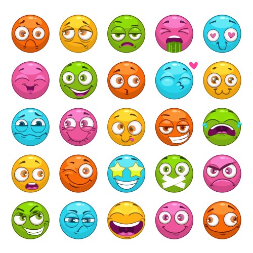 Cartoon comic round faces set Royalty Free Vector Image