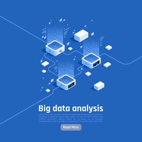 Big data analysis isometric composition Royalty Free Vector