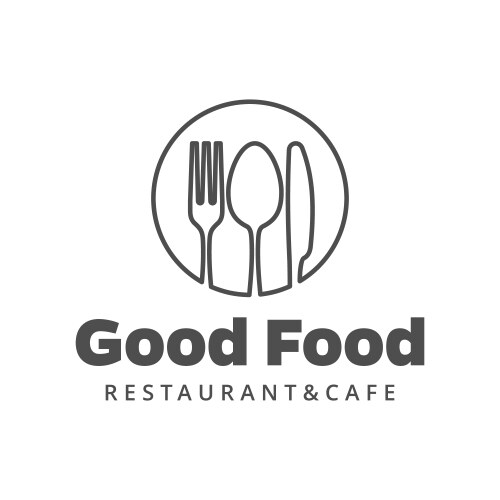 Food logo with fork knife and spoon Royalty Free Vector
