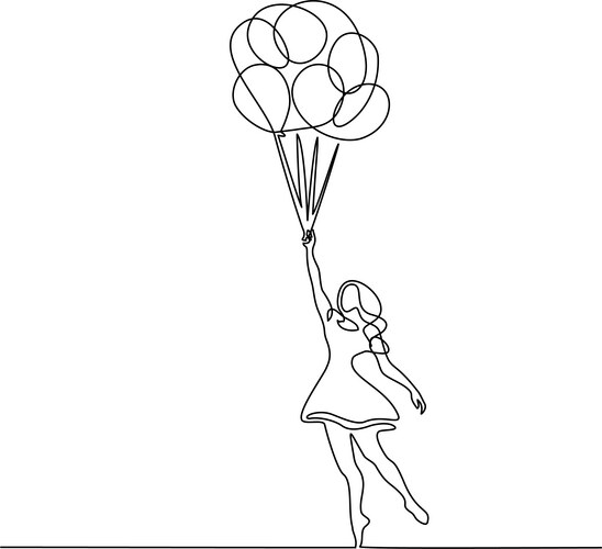Continuous line drawing karate girl makes a punch Vector Image
