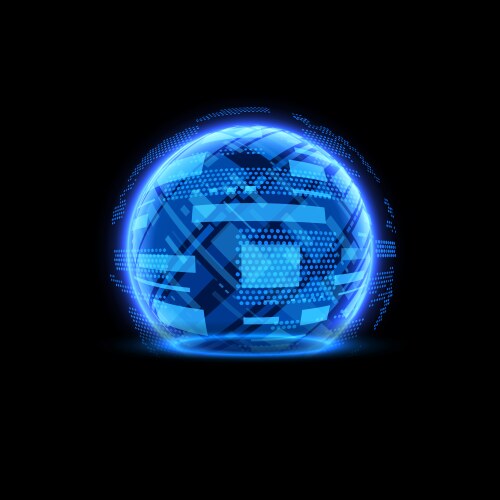 Gray transparent glowing checkered sphere shield Vector Image