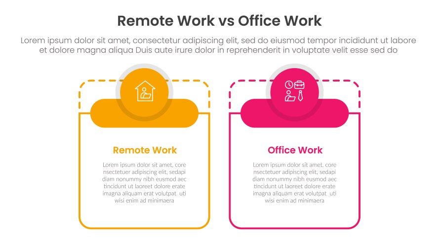 Remote work vs office comparison concept Vector Image