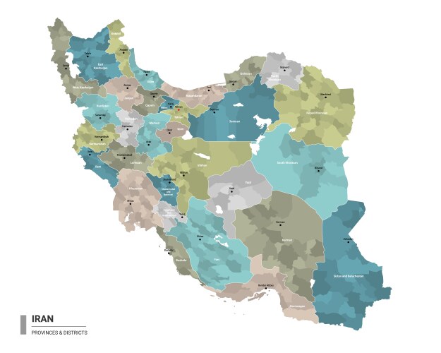 Iran map with administrative divisions Royalty Free Vector