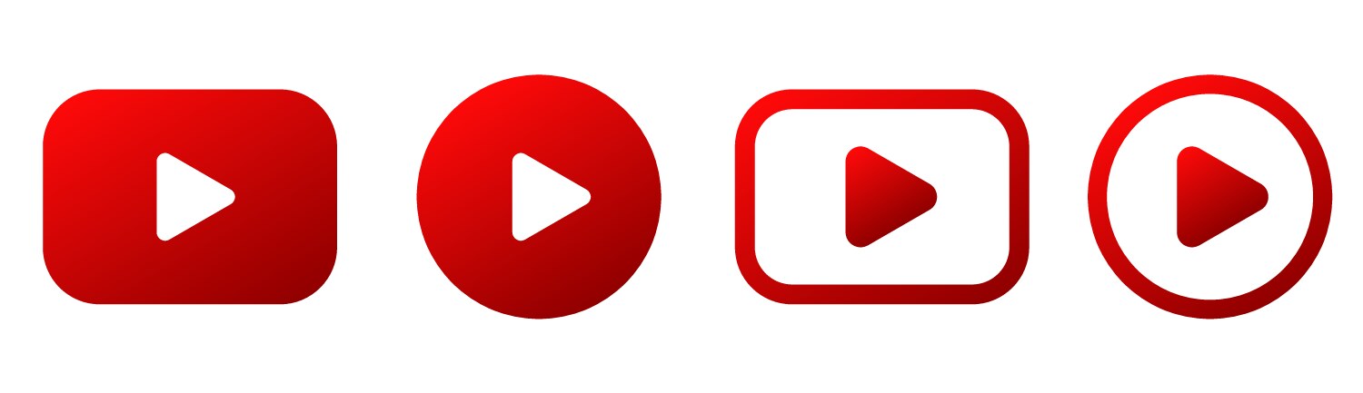 Red play button logo icon simple Royalty Free Vector Image