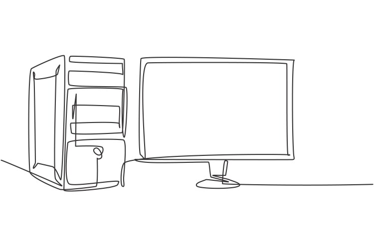Laptop in continuous line drawing minimalism style