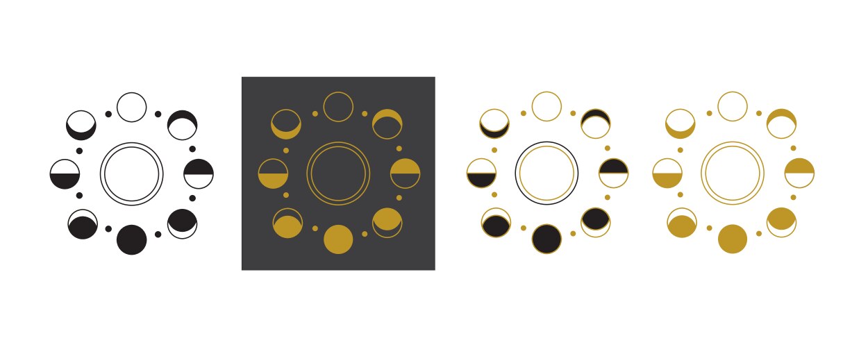 Lunar moon phases cycle all 28 shapes for each Vector Image