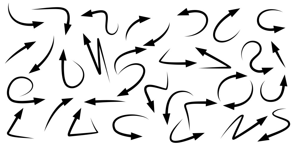 Set hand drawn arrows and cursors Royalty Free Vector Image