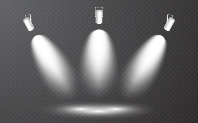 Bright spotlights beams flash and light effect Vector Image