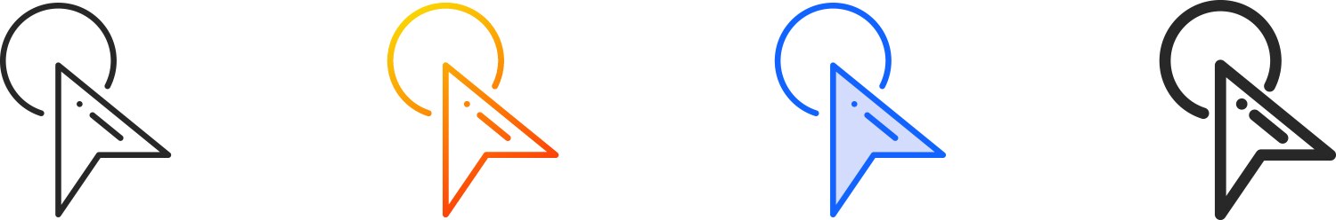 Click iconthin linear gradient blue stroke Vector Image