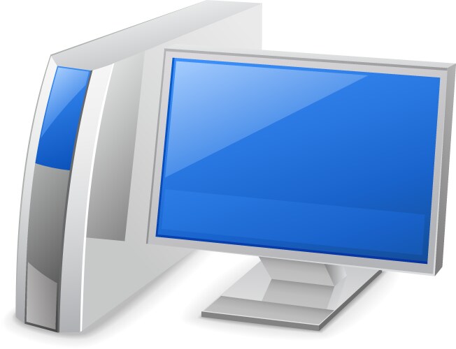 Computer desk icon cartoon style Royalty Free Vector Image