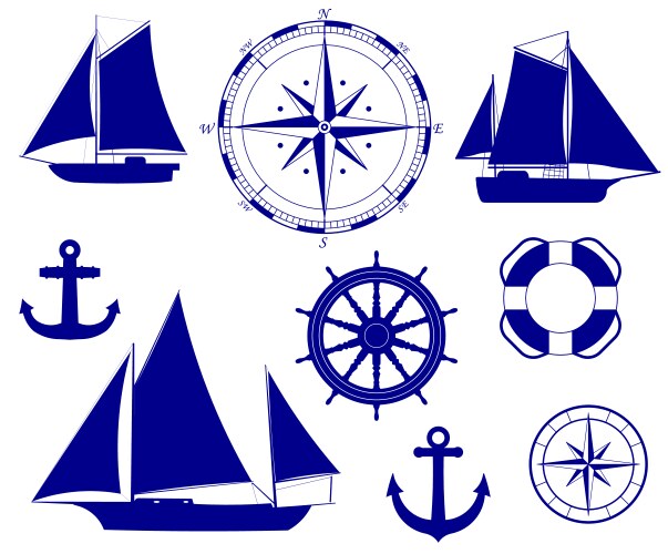 Set of nautical design elements Royalty Free Vector Image
