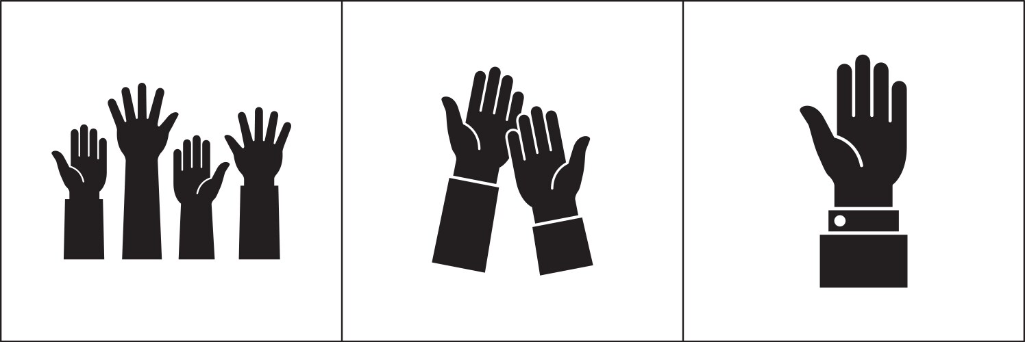 Raise hand symbols raised hands icon sign Vector Image