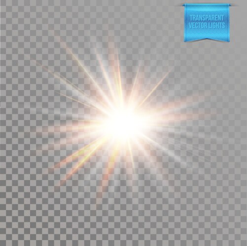 Realistic transparent sunburst light effect Vector Image