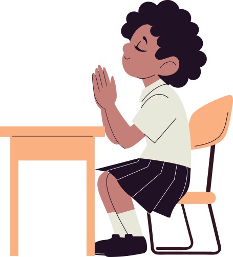 Student praying hands Royalty Free Vector Image