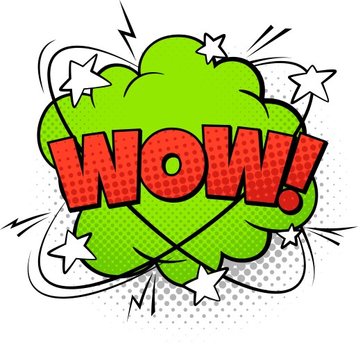 Comic words cartoon speech bubble with zap pow Vector Image