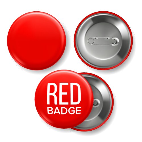 Red pin button front and back side Royalty Free Vector Image