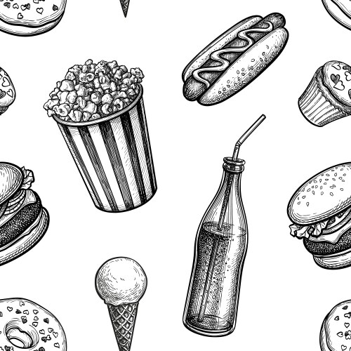 Fast food seamless pattern Royalty Free Vector Image