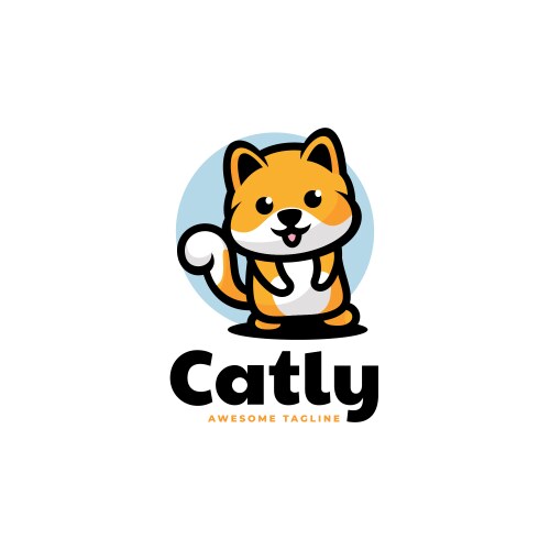 Blue cat logo design Royalty Free Vector Image