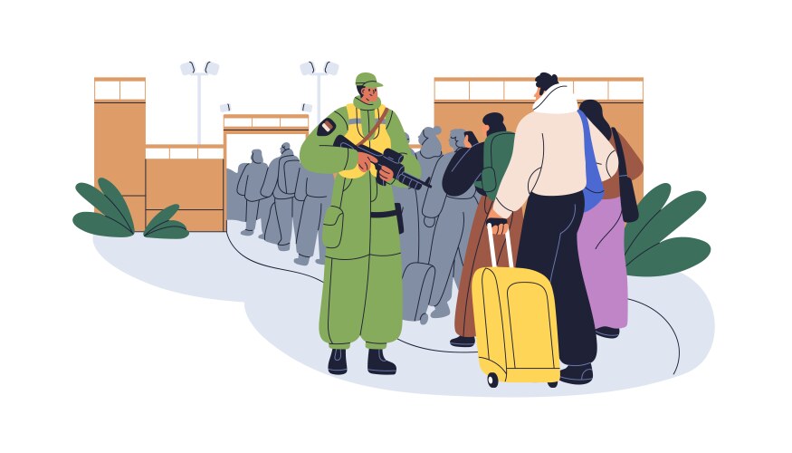 Refugee poor homeless migrant at immigrants Vector Image