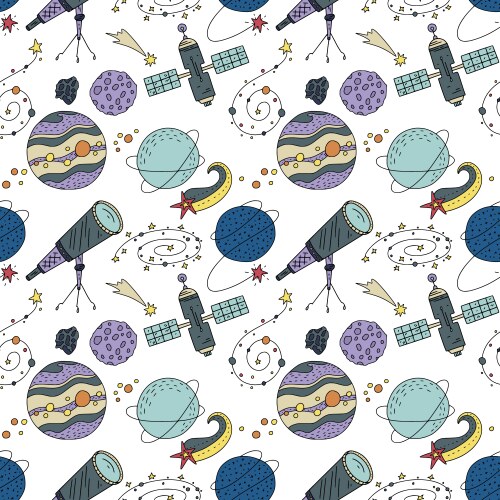 Childish seamless pattern hand drawn space Vector Image