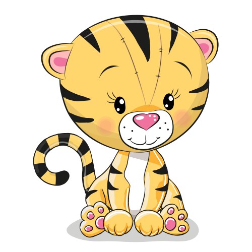 Simple cartoon of a cute tiger Royalty Free Vector Image