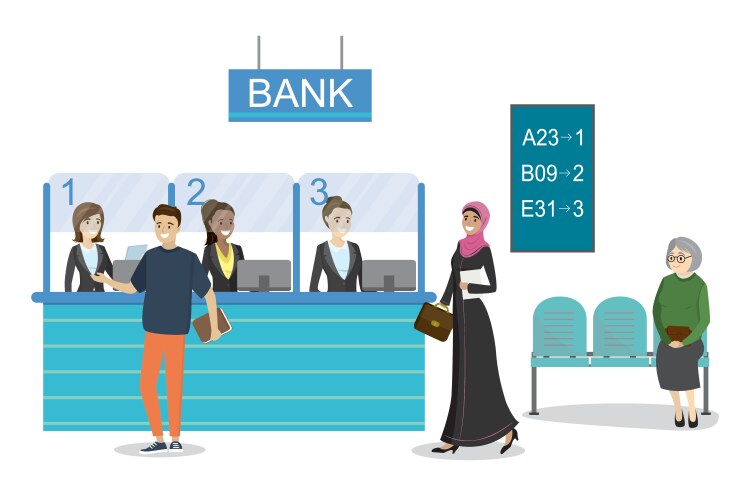 Cartoon people characters in queue Royalty Free Vector Image