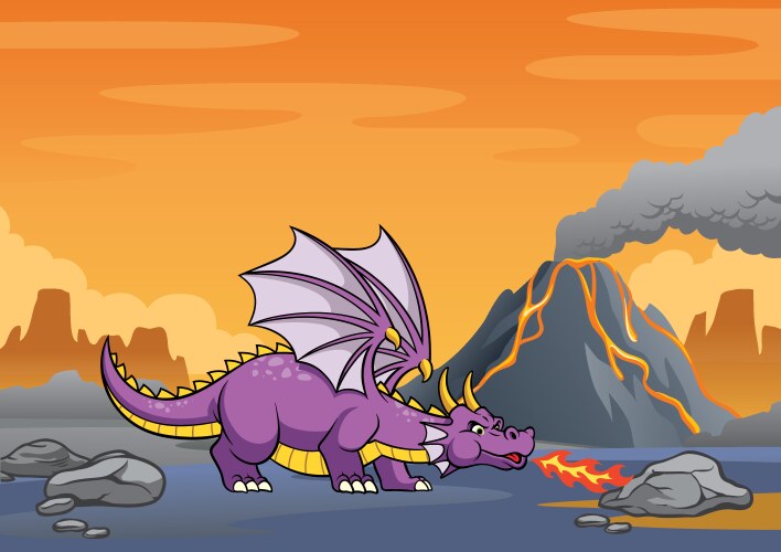 Cartoon flying dragon Royalty Free Vector Image