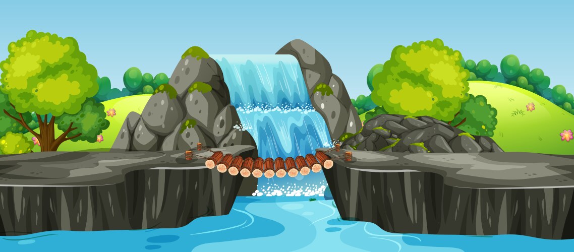 Isolated nature waterfall landscape Royalty Free Vector