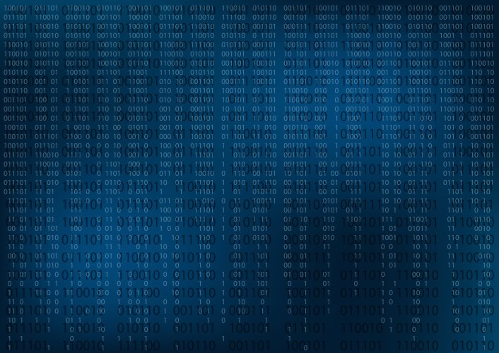 Binary code background blue glow falling figures Vector Image