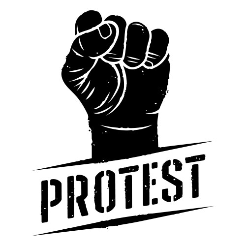 Raised protest fist over crowd Royalty Free Vector Image