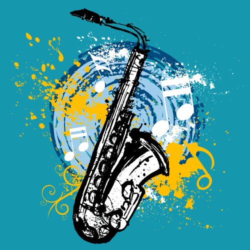 Saxophone with vintage ribbon Royalty Free Vector Image
