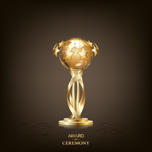 Golden trophy gold cup award realistic Royalty Free Vector