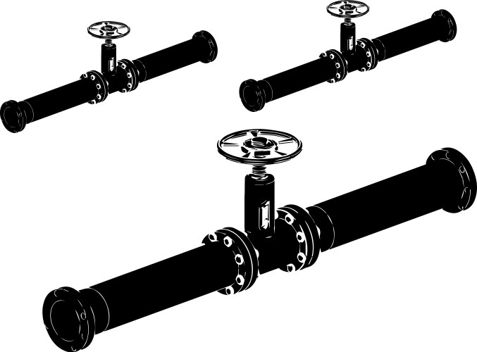 Pipeline with stopcock gas oil plumbing Royalty Free Vector