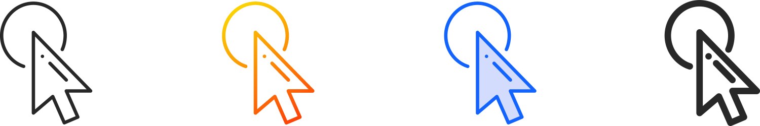 Click iconthin linear gradient blue stroke Vector Image