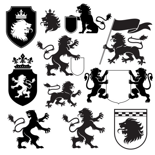 Heraldic animals medieval heraldry shields Vector Image