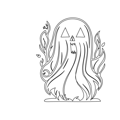 Ghost halloween scary outline sketch Royalty Free Vector