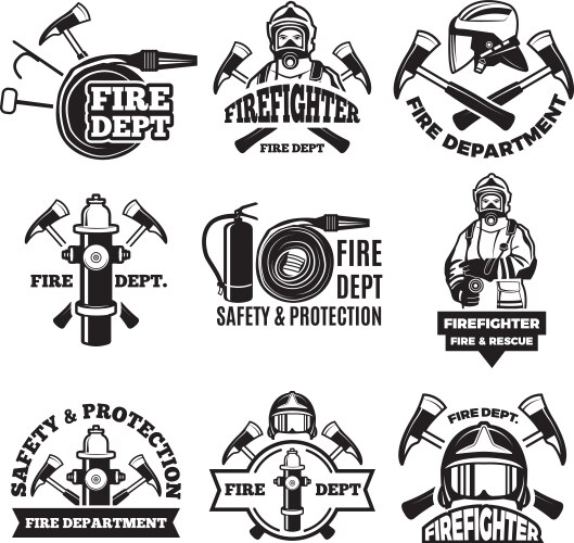 Set of fire department emblems and badges Vector Image