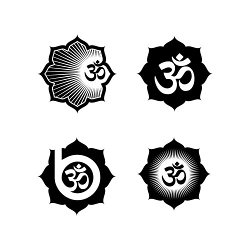 Classic aum om omkara symbol in sunburst Vector Image