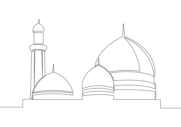 One single line drawing dome rock al aqsa Vector Image