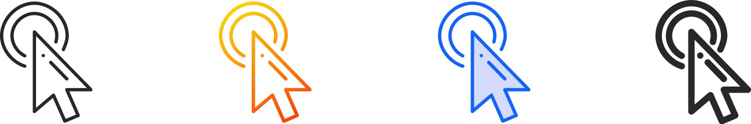 Click iconthin linear gradient blue stroke Vector Image