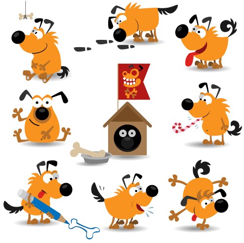 Funny dog breeds cartoon characters cute dogs Vector Image