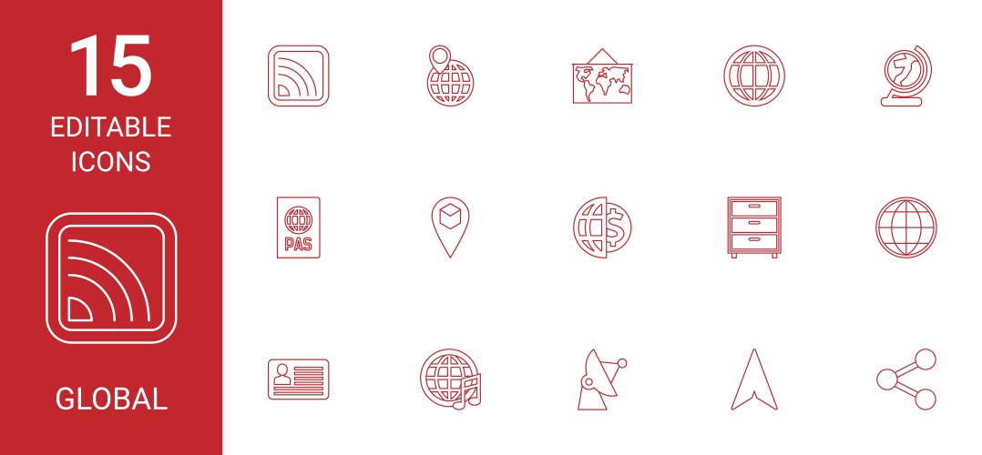 8 global icons Royalty Free Vector Image - VectorStock