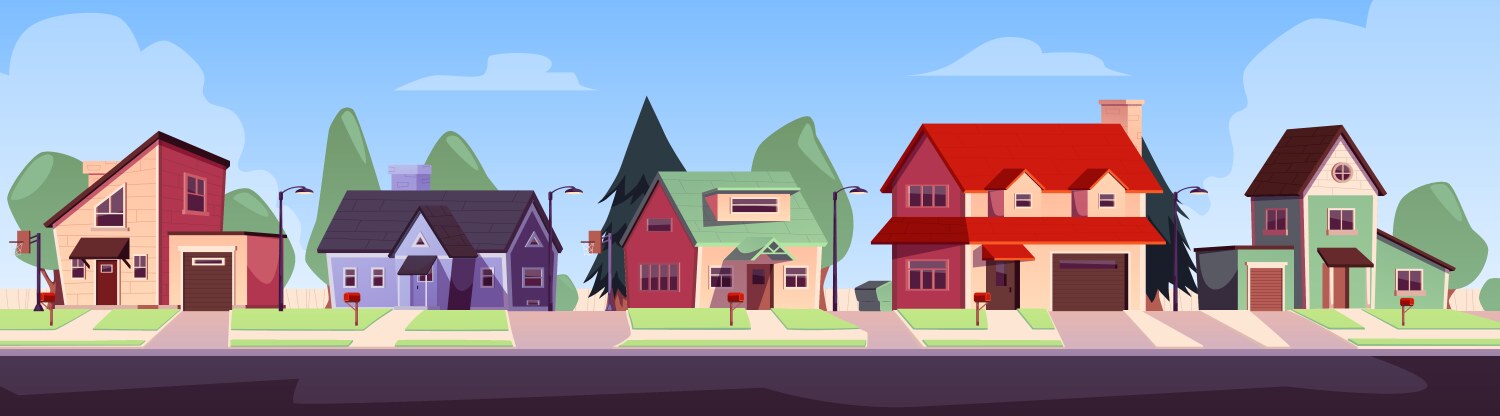 Cartoon Row of Houses Vector Images (over 910)